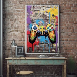 Gaming Graffiti Wall Art Gamepad Painting Game Controller - Etsy