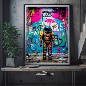 Astronaut Graffiti Wall Art, Printable Digital, Space Astronaut Wall ...
