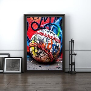 Baseball Graffiti Wall Art, Digital Print, Colorful Sports Wall Decor ...