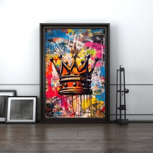 Crown Graffiti Wall Art, Digital Download, Abstract Royal Crown ...