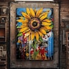 Sunflower Graffiti Wall Art, Botanical Digital Art Print, Flower ...