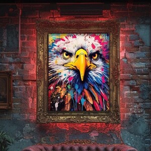 American Bald Eagle Graffiti Wall Art, Fierce Bald Eagle Graffiti Print ...