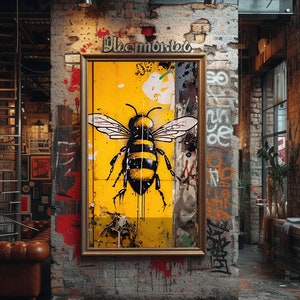 Colorful Bee Street Art, Urban Honey Bee Digital Print, Graffiti Style ...