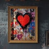 Romantic Heart Street Art Wall Decor, Expressive Colorful Graffiti ...