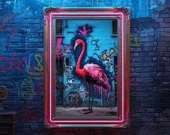 Flamingo Geometrical Graffiti Urban Art - Etsy