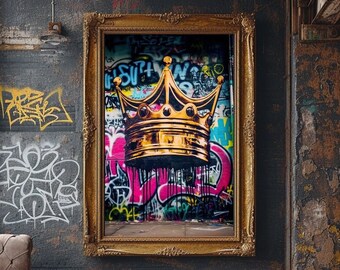 Crown Graffiti Wall Art, Printable Graffiti Art, King Crown Digital Art ...