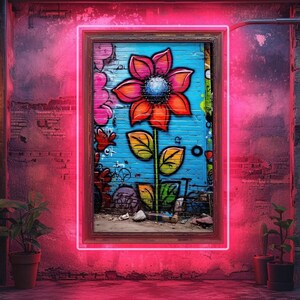 Flower Graffiti Wall Art, Flower Artwork Watercolor Print Painting ...
