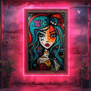 Colorful Mermaid Graffiti Wall Art, Digital Download, Under the Sea Art ...