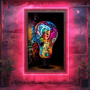 Light Bulb Graffiti Wall Art, Digital Download Print, Modern Street Art ...