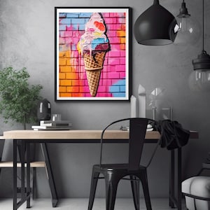 Vanilla Ice Cream Graffiti Wall Art, Digital Download Print, Modern ...