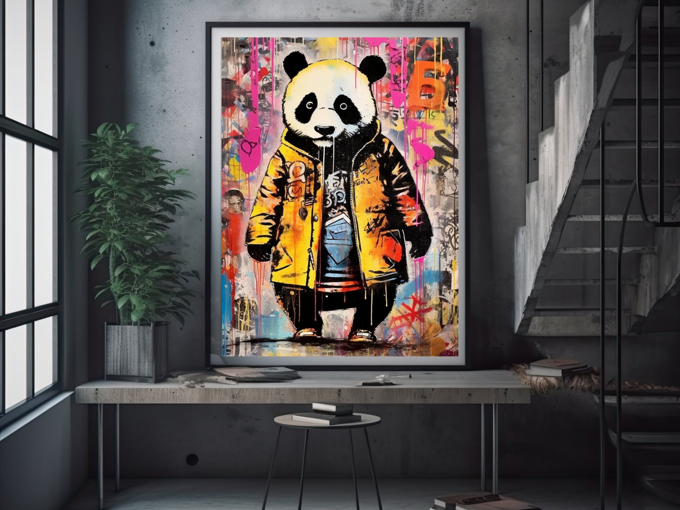 Panda Graffiti Wall Art, Printable Digital, Colorful Cute Panda Bear Wall Decor, Animal Modern ...