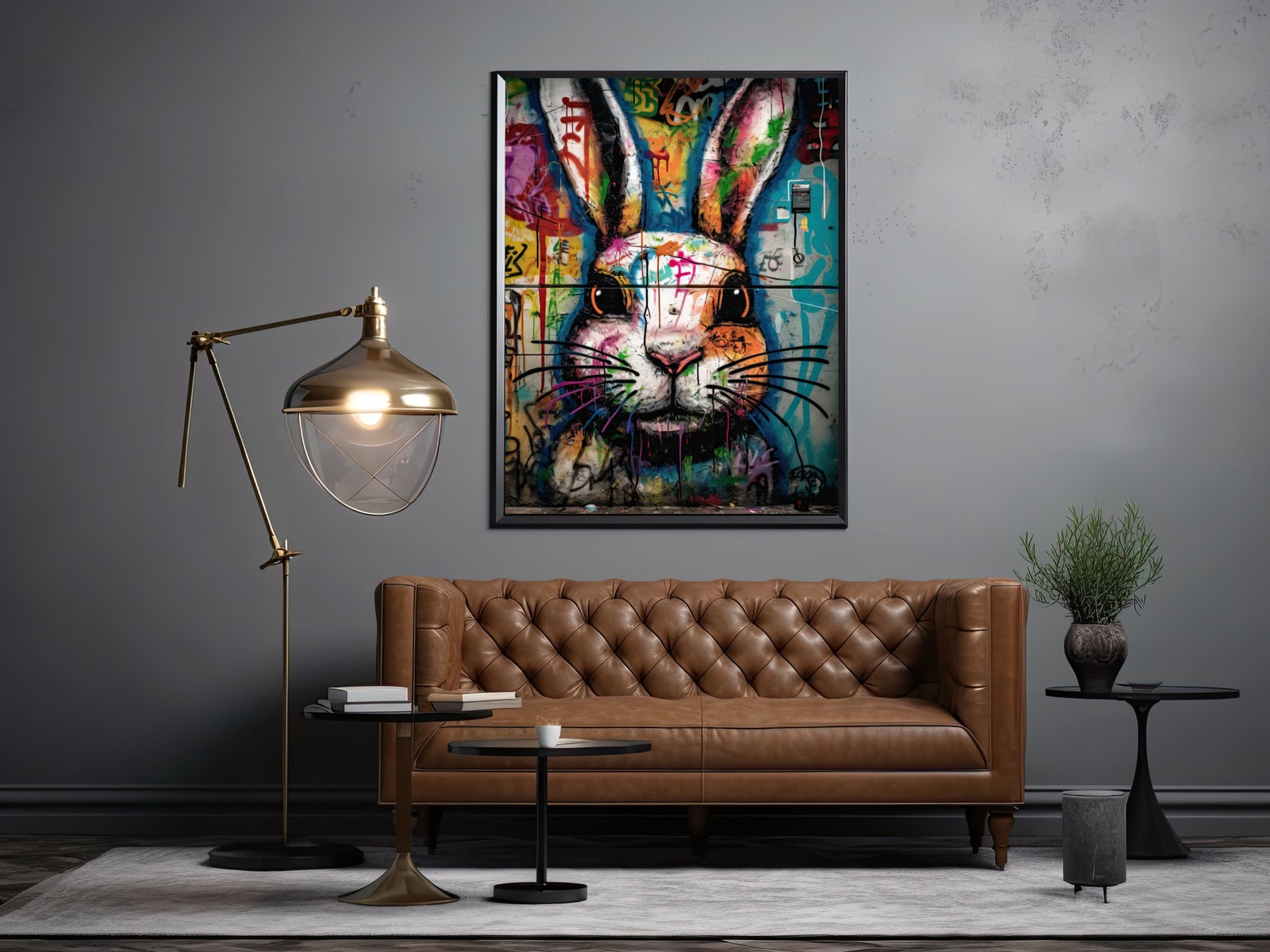 Bunny Graffiti Wall Art Animal Cute Rabbit Bunny Graffiti - Etsy
