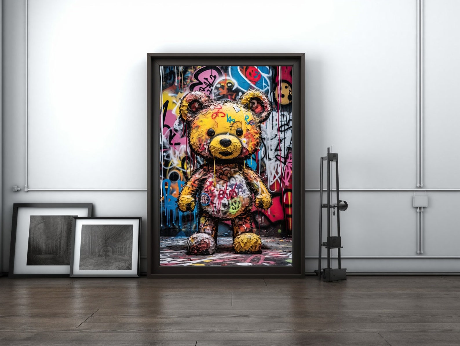 Banksy-inspired Teddy Bear Graffiti Vibrant Urban Street Art - Etsy