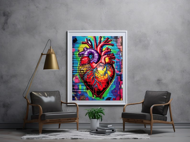 Human Heart Graffiti Wall Art Anatomical Heart Graffiti - Etsy