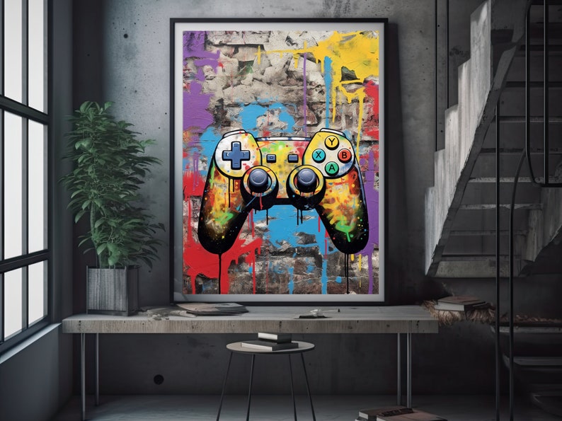 Gaming Graffiti Wall Art Gamepad Painting Game Controller - Etsy