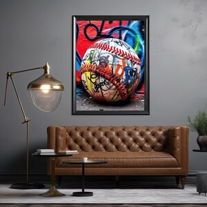 Baseball Graffiti Wall Art, Digital Print, Colorful Sports Wall Decor ...