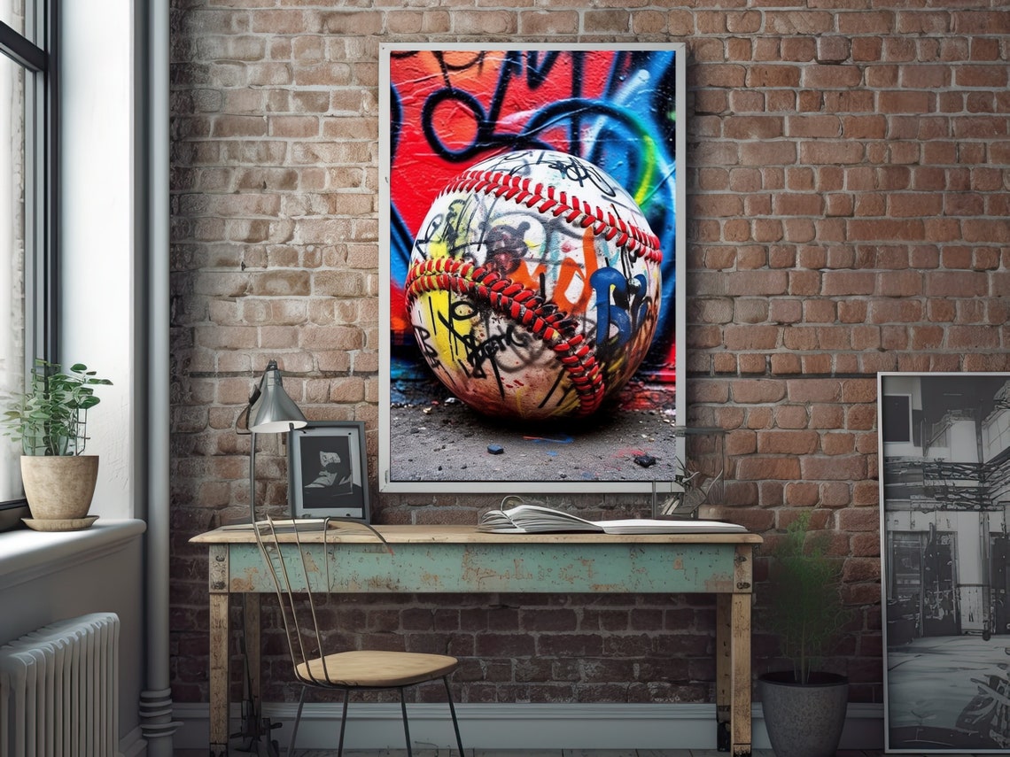 Baseball Graffiti Wall Art, Digital Print, Colorful Sports Wall Decor ...