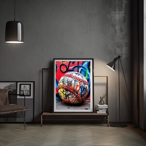 Baseball Graffiti Wall Art, Digital Print, Colorful Sports Wall Decor ...