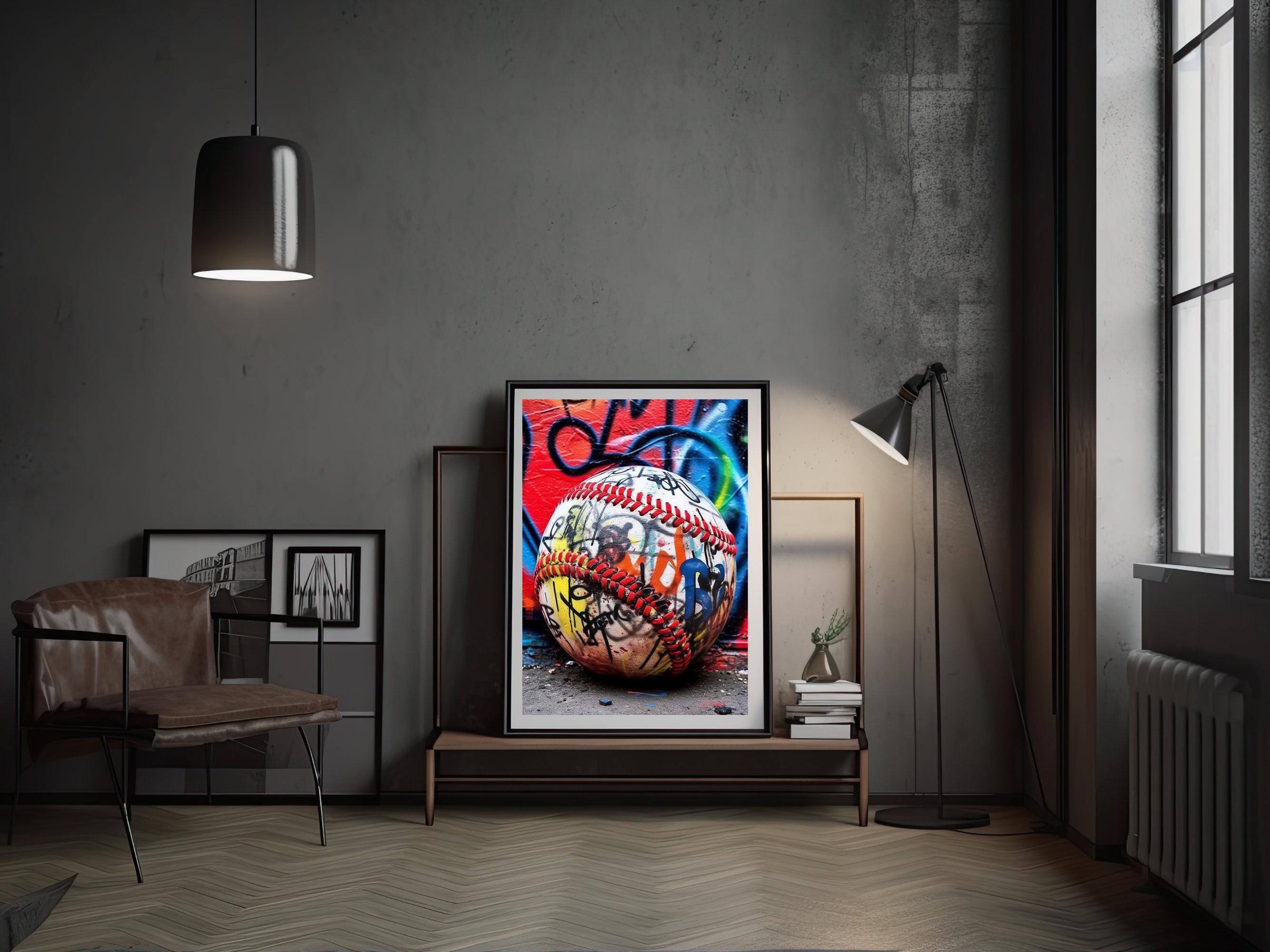 Baseball Graffiti Wall Art, Digital Print, Colorful Sports Wall Decor ...