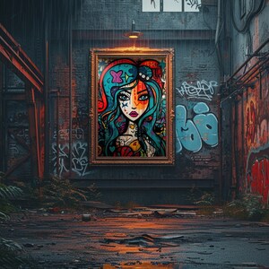 Colorful Mermaid Graffiti Wall Art, Digital Download, Under the Sea Art ...