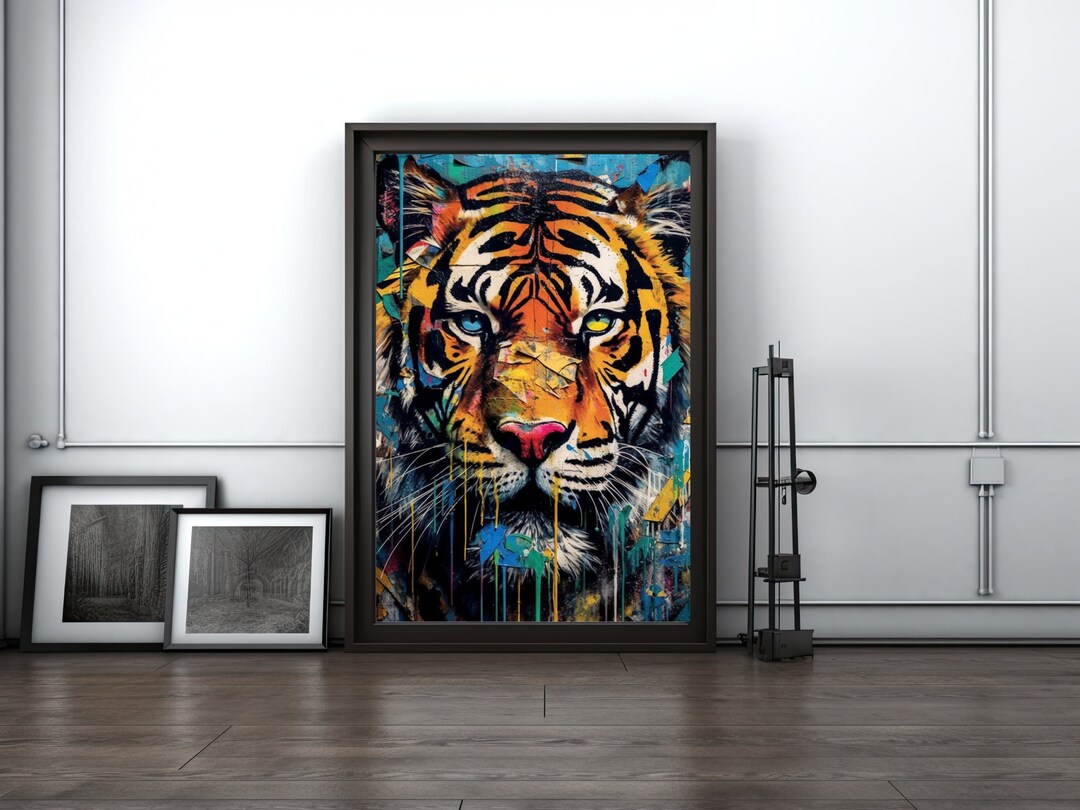 Tiger Graffiti Wall Art Digital Download Colorful Bengal - Etsy