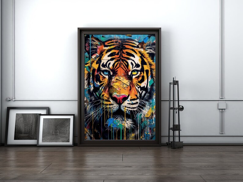 Tiger Graffiti Wall Art Digital Download Colorful Bengal - Etsy