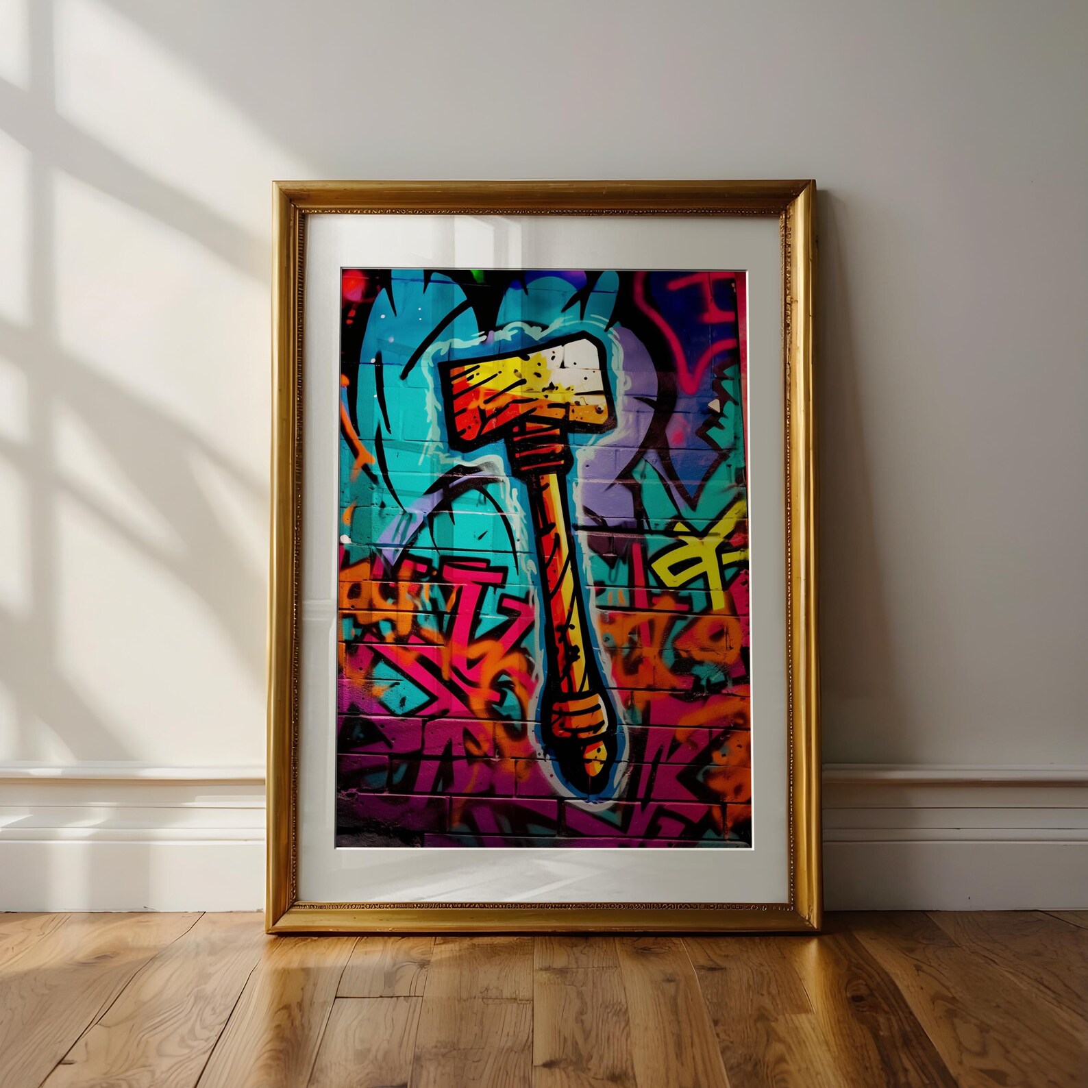 Thor Mjolnir Graffiti Wall Art, Printable Digital, Thor Hammer Wall ...