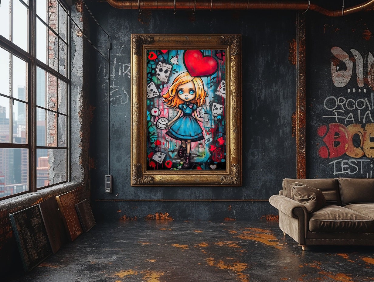 Alice in Wonderland Graffiti Wall Art, Printable Digital, Fairytale ...