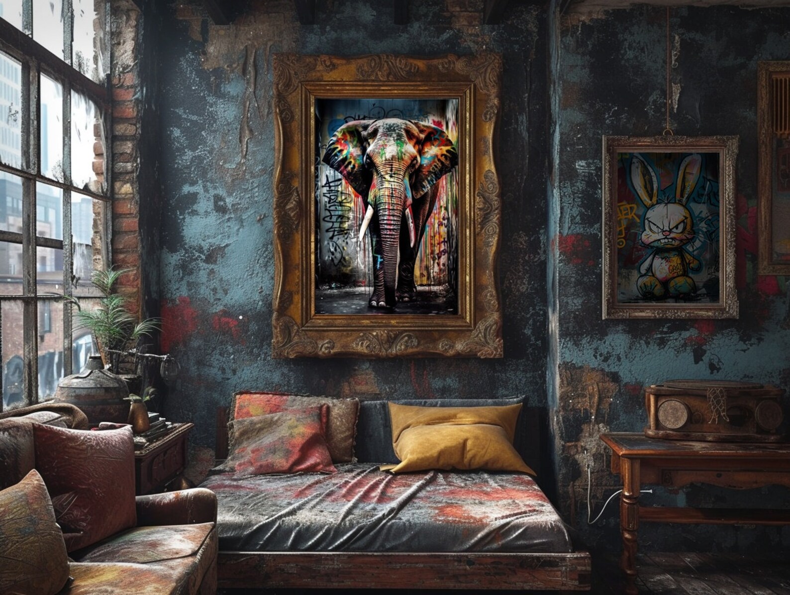 Elephant Graffiti Wall Art, Printable Digital, Colorful Elephant Wall ...