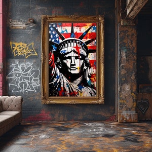 Statue of Liberty Graffiti Wall Art, New York City Digital Art Print ...