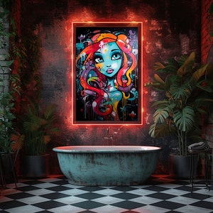 Mermaid Graffiti Wall Art, Digital Download, Colorful Fantasy Mermaid ...