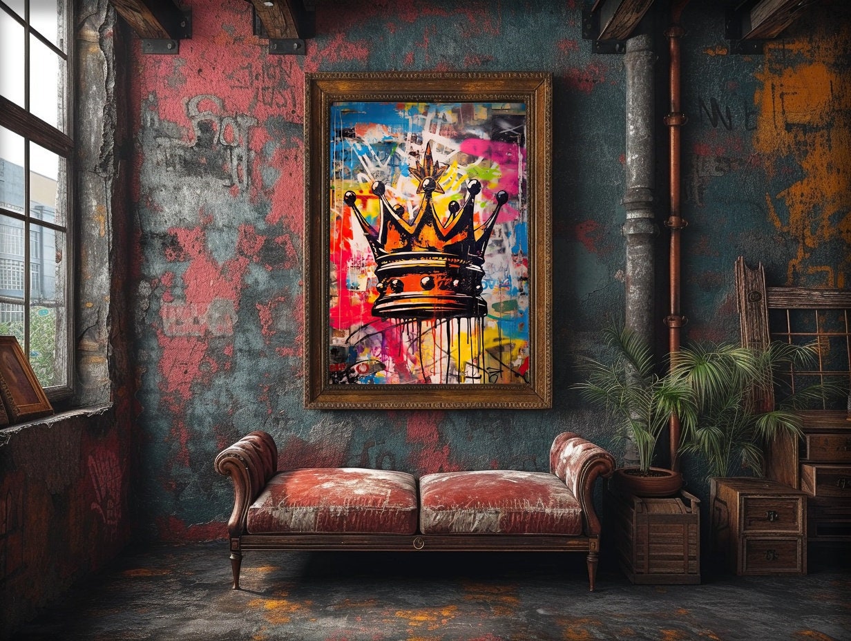 Crown Graffiti Wall Art, Digital Download, Abstract Royal Crown ...