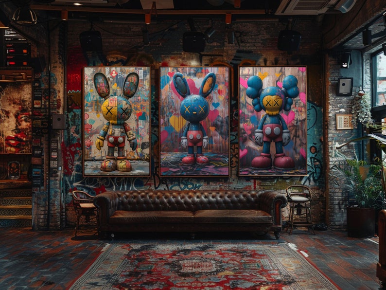 Hypebeast Graffiti Wall Art, Set of 3, Hypebeast Figure Printable Wall ...