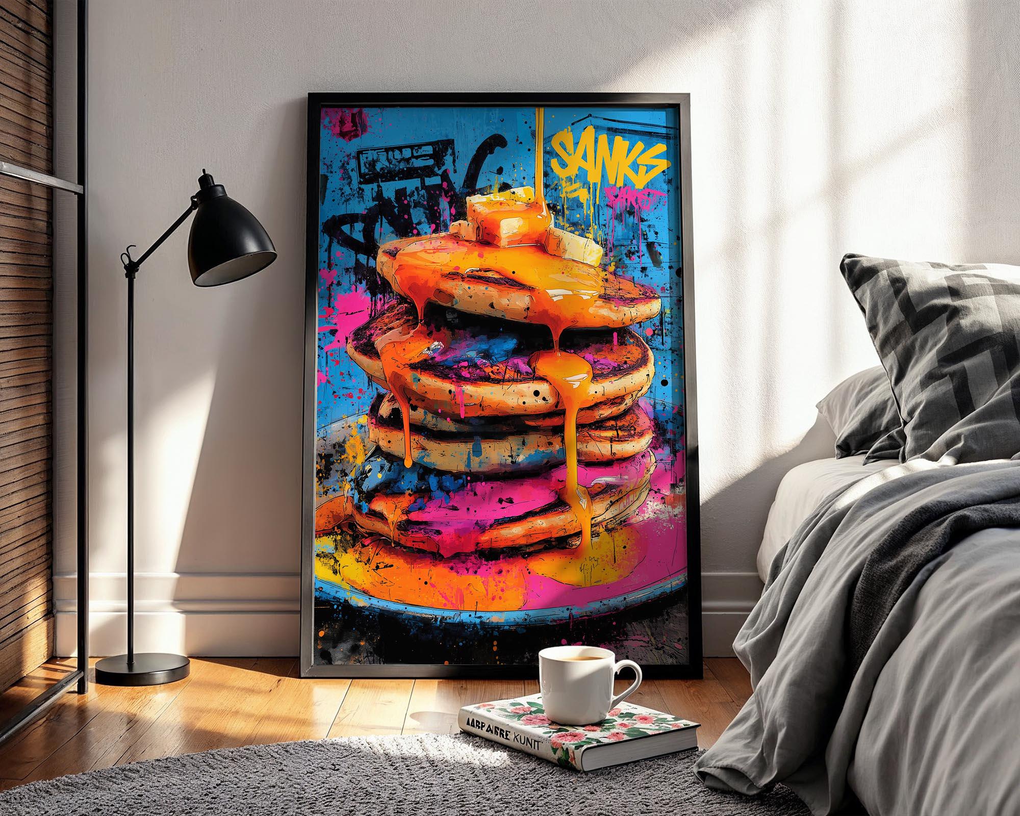 Graffiti Breakfast Wall Art Set, Street Art Food Posters, Urban Kitchen ...