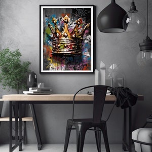 Crown Graffiti Wall Art, Printable Graffiti Art, King Crown Digital Art ...