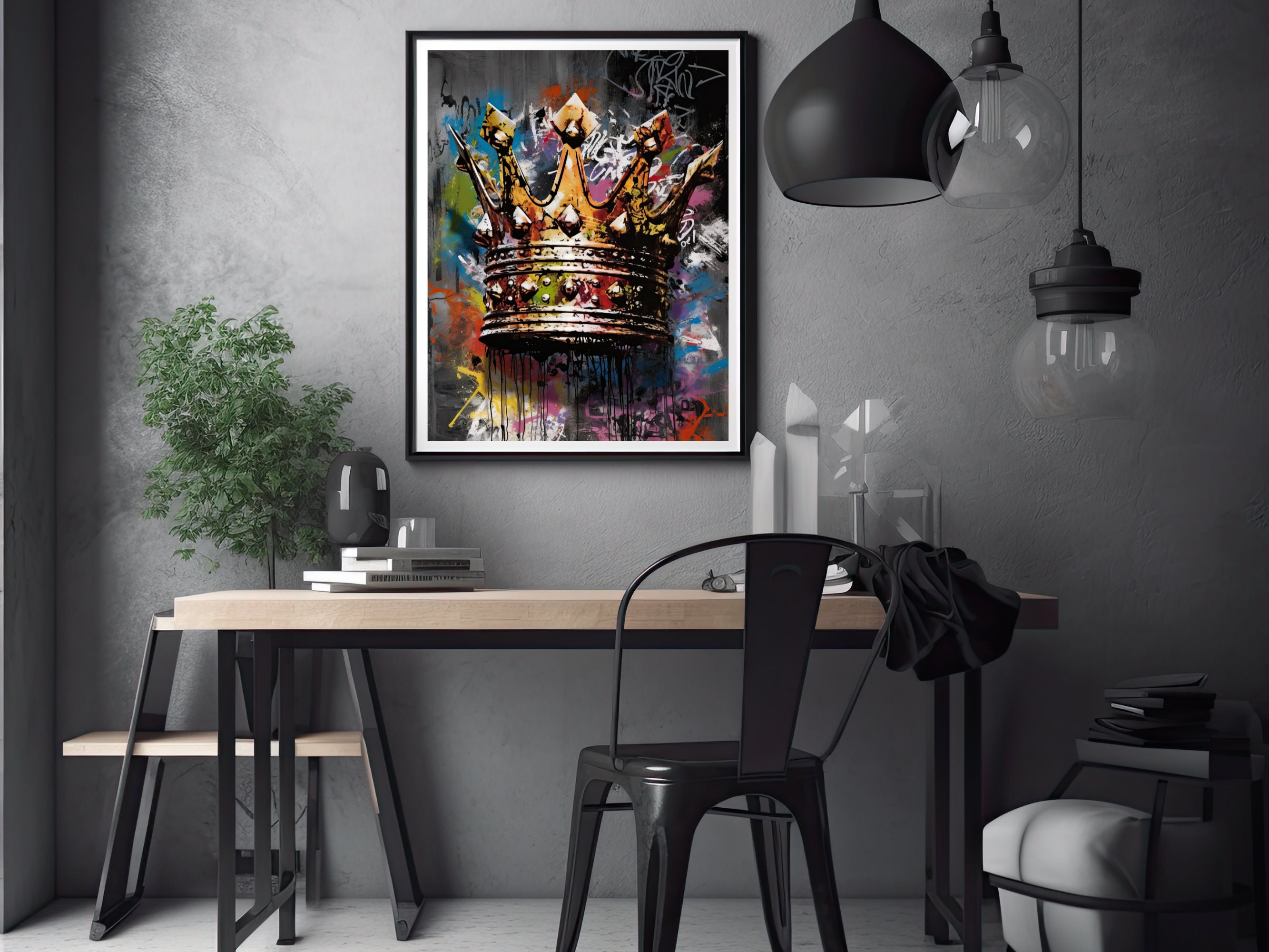 Crown Graffiti Wall Art, Printable Graffiti Art, King Crown Digital Art ...