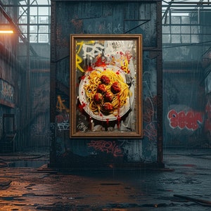Food Graffiti Gallery Wall Set, Set of 3, Pizza, Spaghetti, Wine, Bold ...