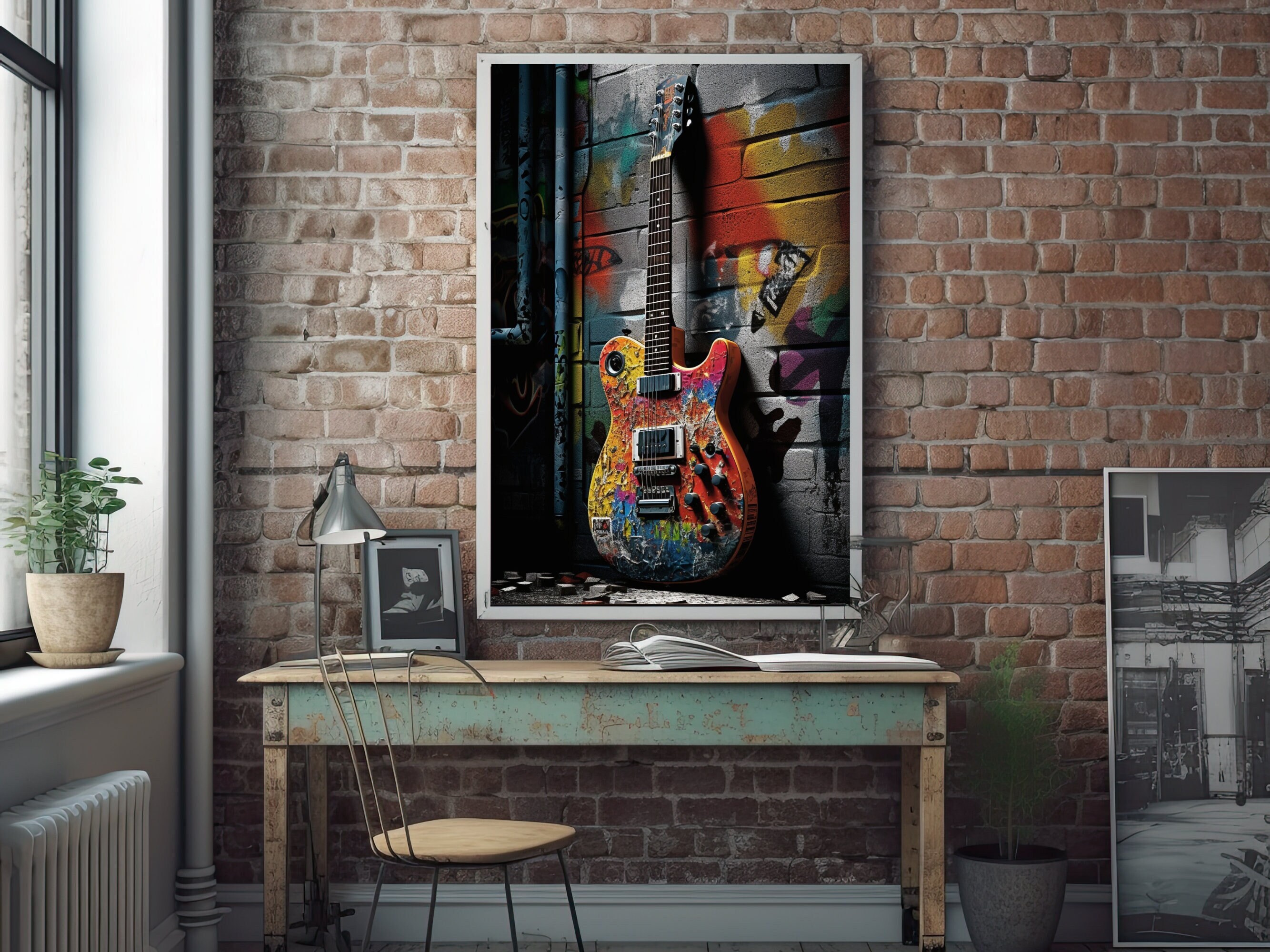 Guitar Graffiti Wall Art Printable Graffiti Art Musical - Etsy
