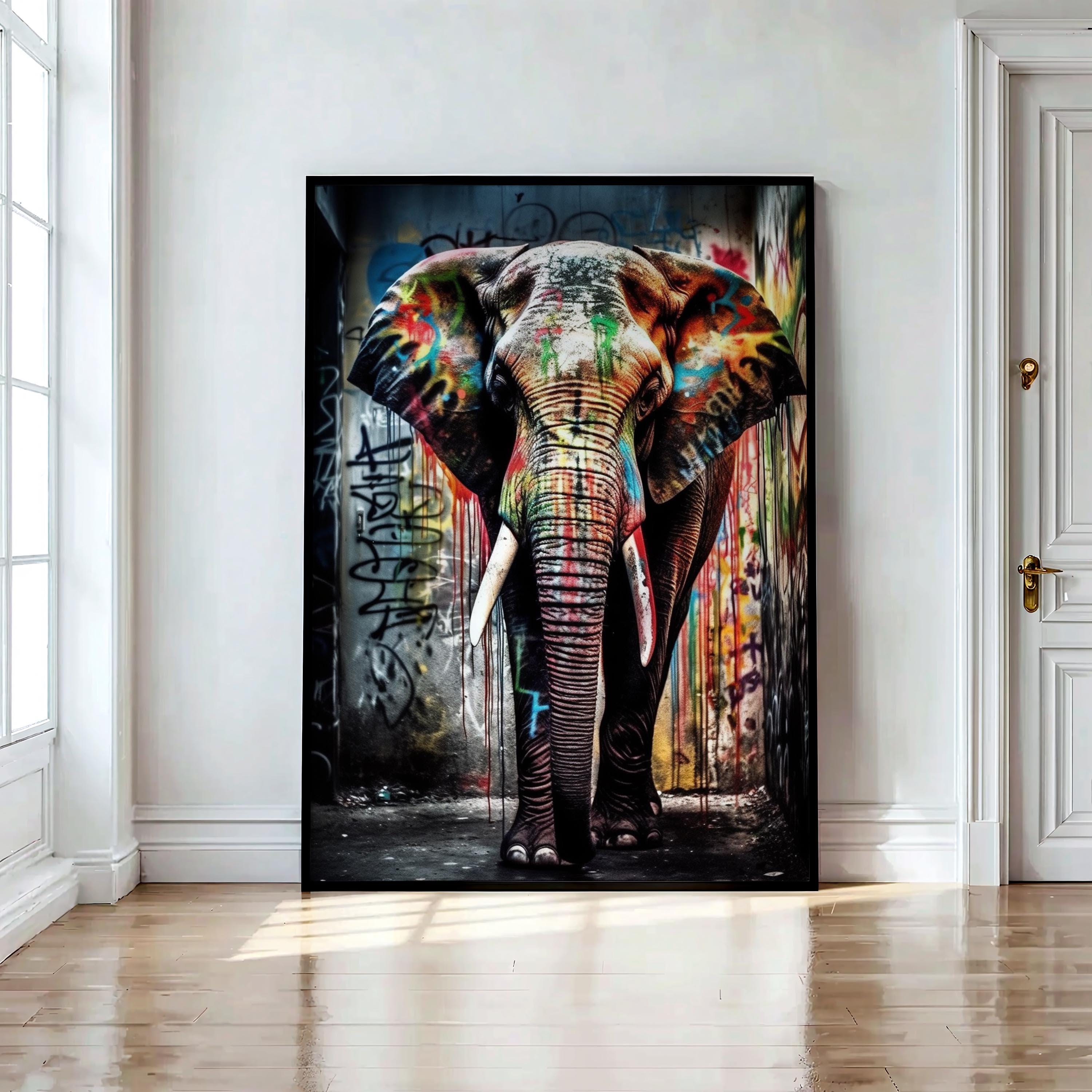 Elephant Graffiti Wall Art, Printable Digital, Colorful Elephant Wall ...