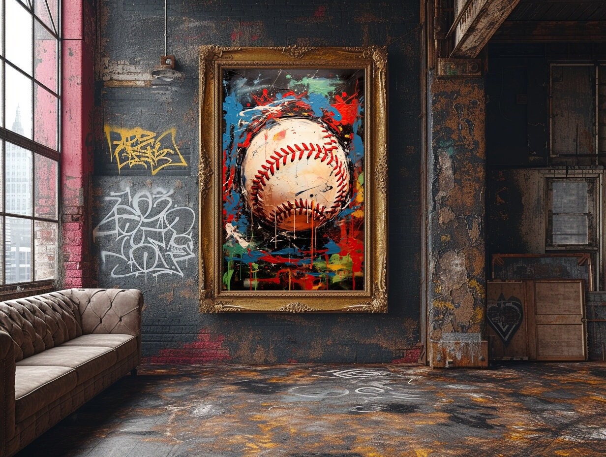 Atemberaubende Baseball Graffiti Wandkunst - Digitaler Graffiti Druck ...