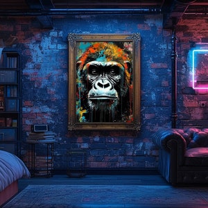 Gorilla Graffiti Wall Art, Colorful Gorilla Animal Graffiti, Digital ...
