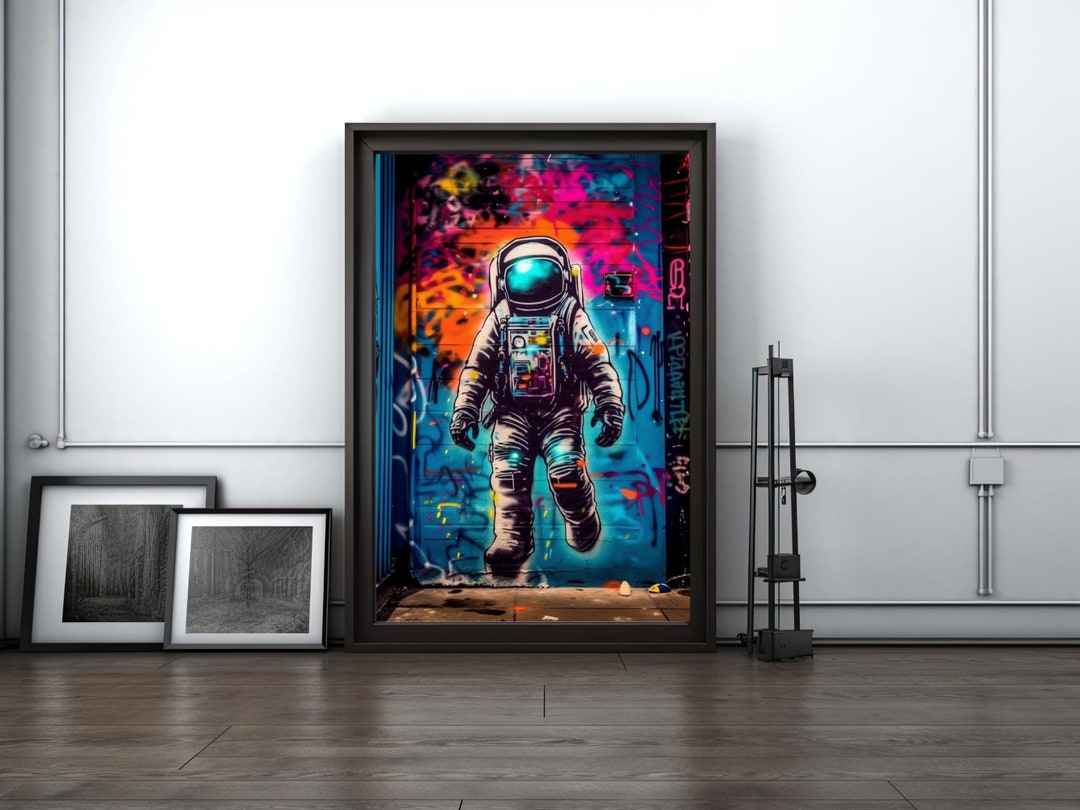 Astronaut Graffiti Wall Art, Digital Download, Modern Street Art Poster ...