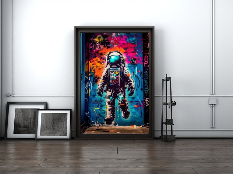 Astronaut Graffiti Wall Art, Digital Download, Modern Street Art Poster ...