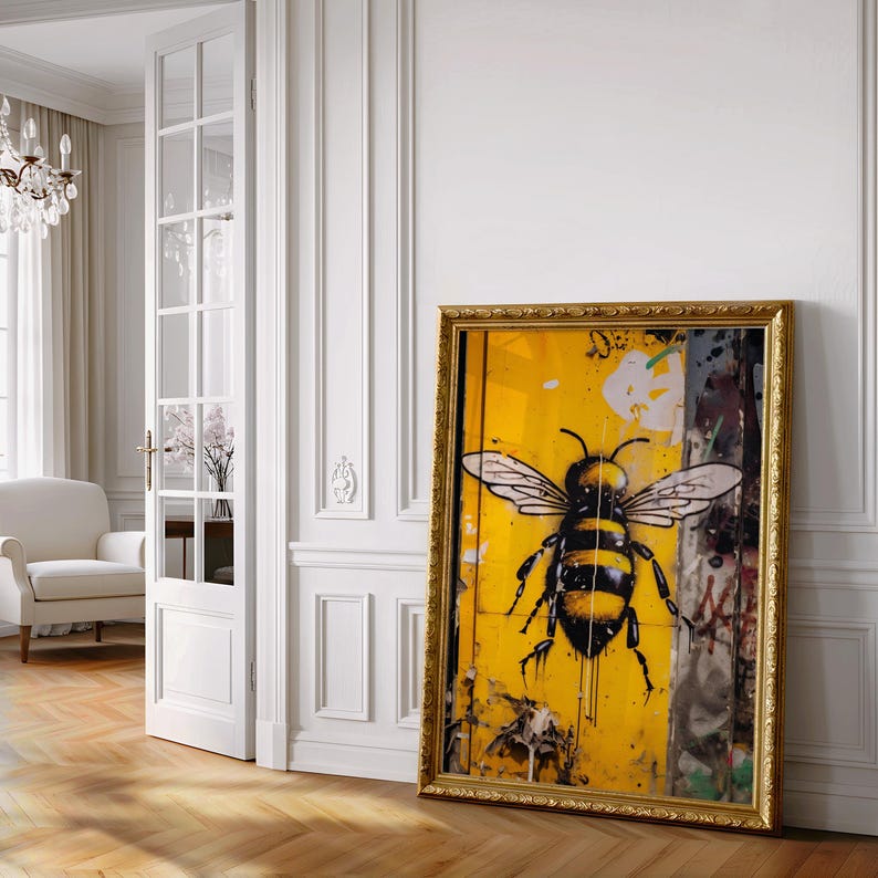 Colorful Bee Street Art, Urban Honey Bee Digital Print, Graffiti Style ...