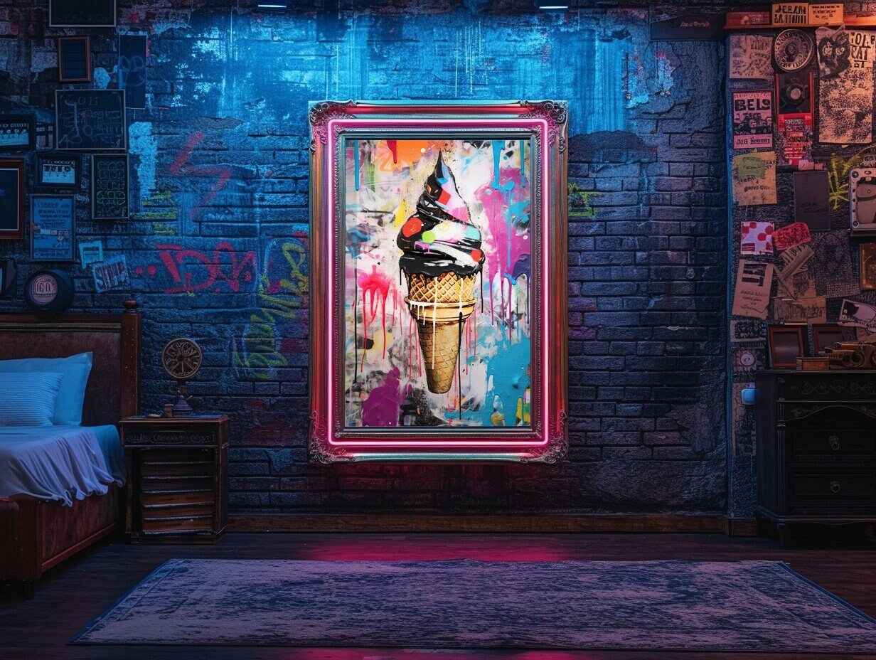 Street Art Vanilla Ice Cream Print, Modern Urban Graffiti Wall Decor ...