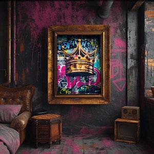 Crown Graffiti Wall Art, Street Graffiti, Digital Art, Royal Crown Wall ...