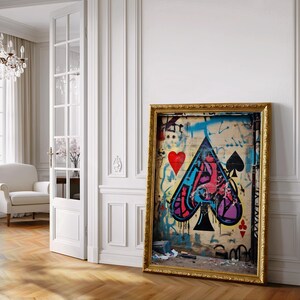 Ace of Spades Graffiti Wall Art, Printable Digital Colorful Playing ...