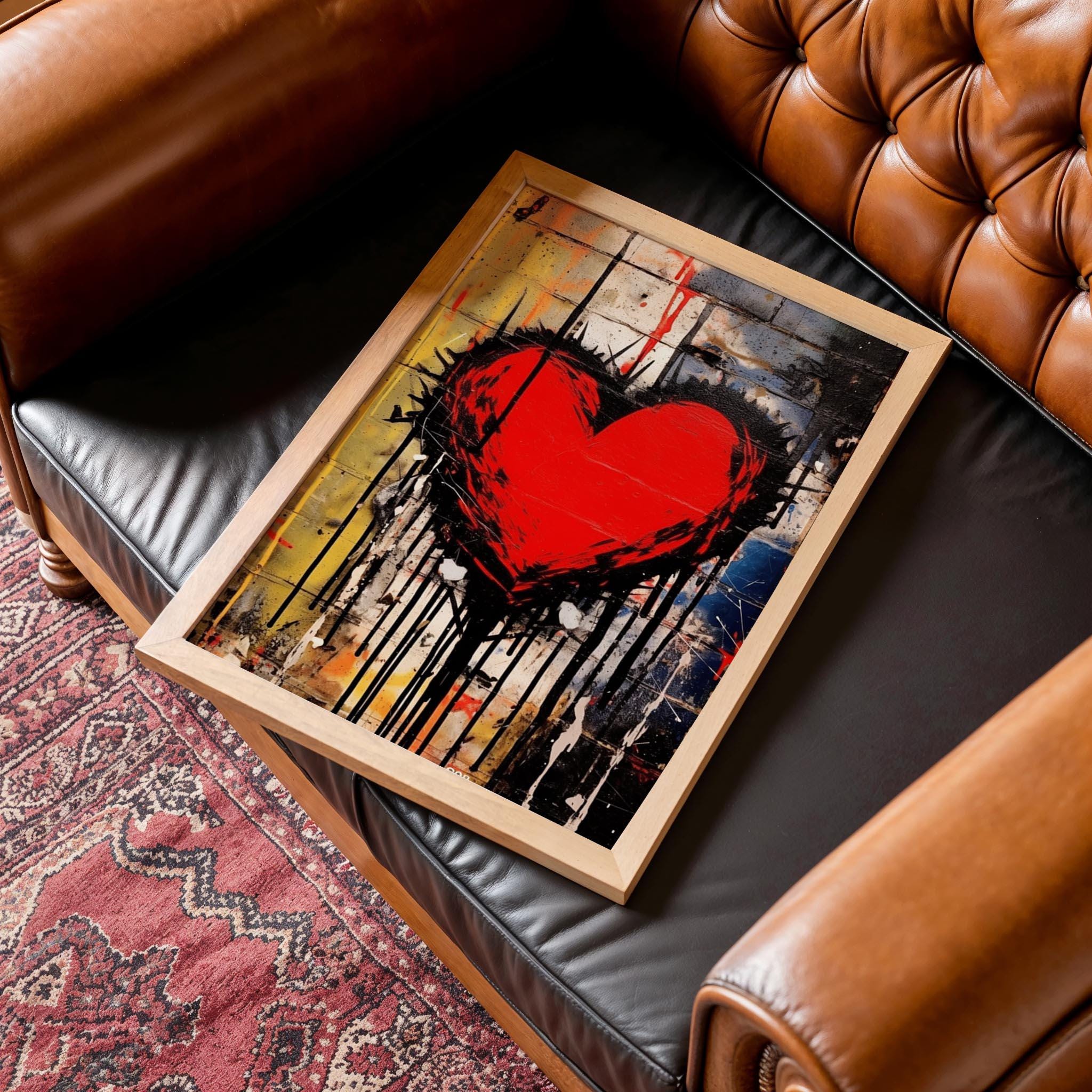 Romantic Heart Street Art Wall Decor, Expressive Colorful Graffiti ...
