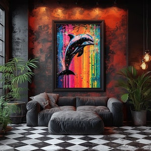 Dolphin Graffiti Wall Art, Printable Digital, Colorful Dolphin Wall ...