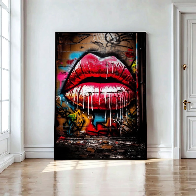 Lips Graffiti Wall Art, Printable Art Download, Sexy Lips Wall Decor ...